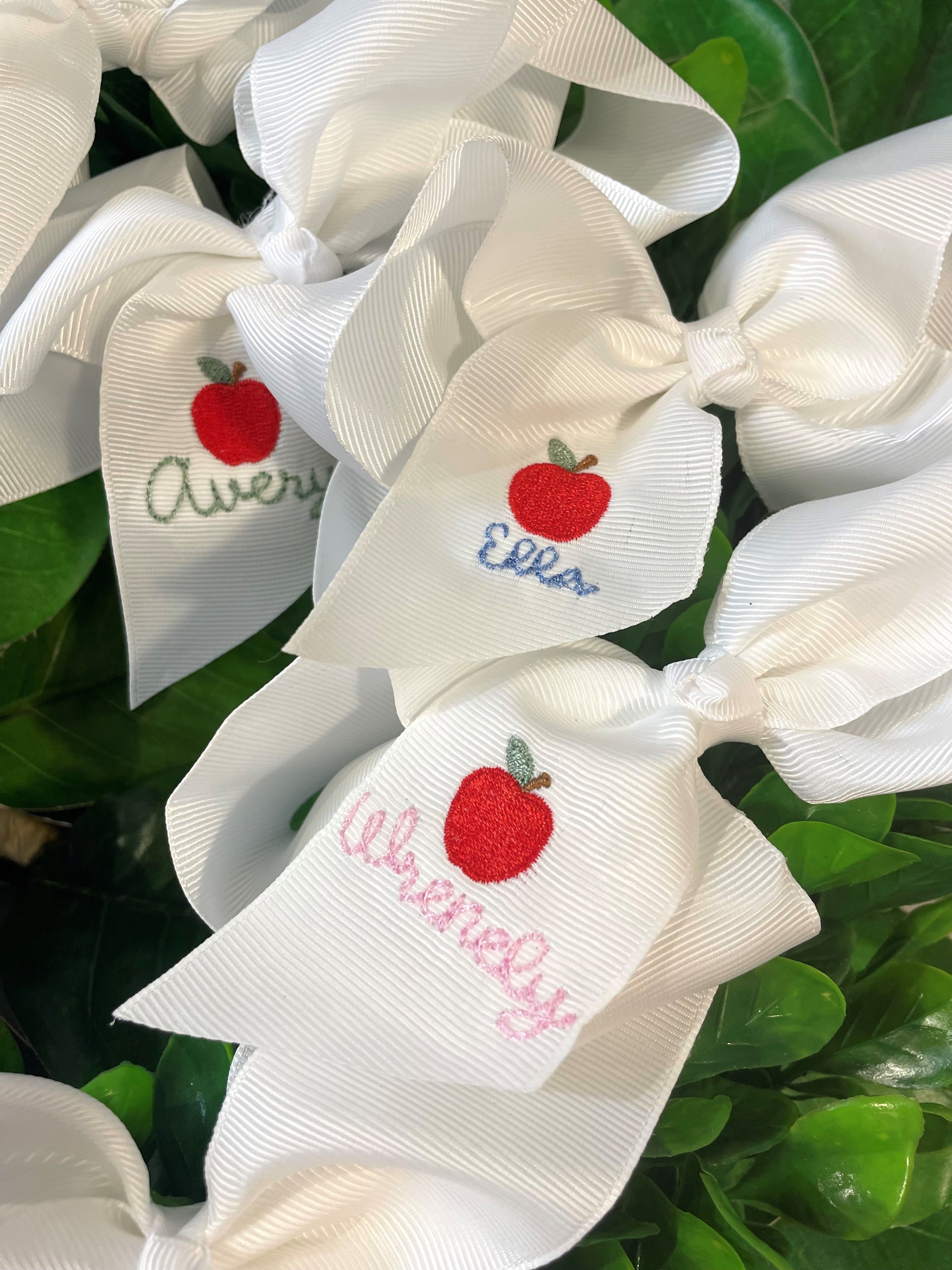 Personalized Apple Bows – Coco Embroidery + Co